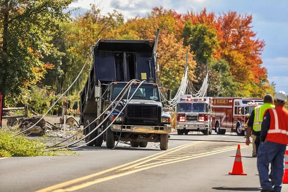 Bethlehem Pike Shutdown After Dump Truck Pulls Down Wires in Lower ...