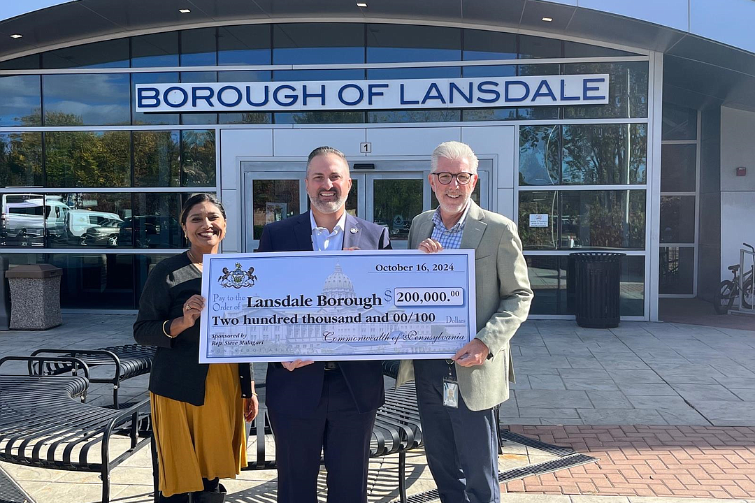 State Rep. Malagari presents $200K check for Lansdale Borough equipment ...