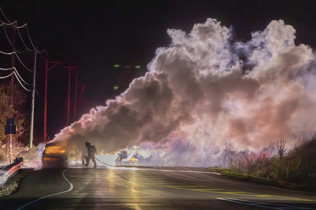 WATCH: Firefighters battle large car fire Tuesday night on Montco-Bucks ...