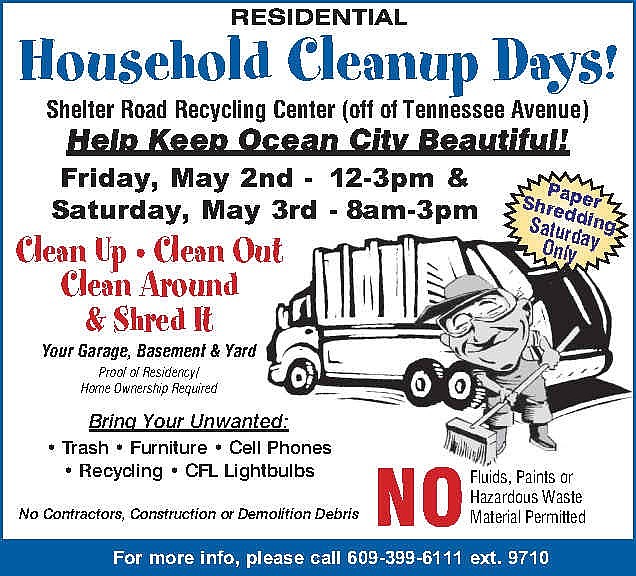 Paper-Shredding and Household Cleanup Days Set for May 2-3 - OCNJ Daily