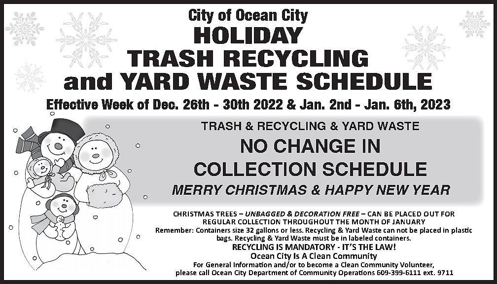 No Change in Trash/Recycling Pickup Schedule for Holidays - OCNJ Daily