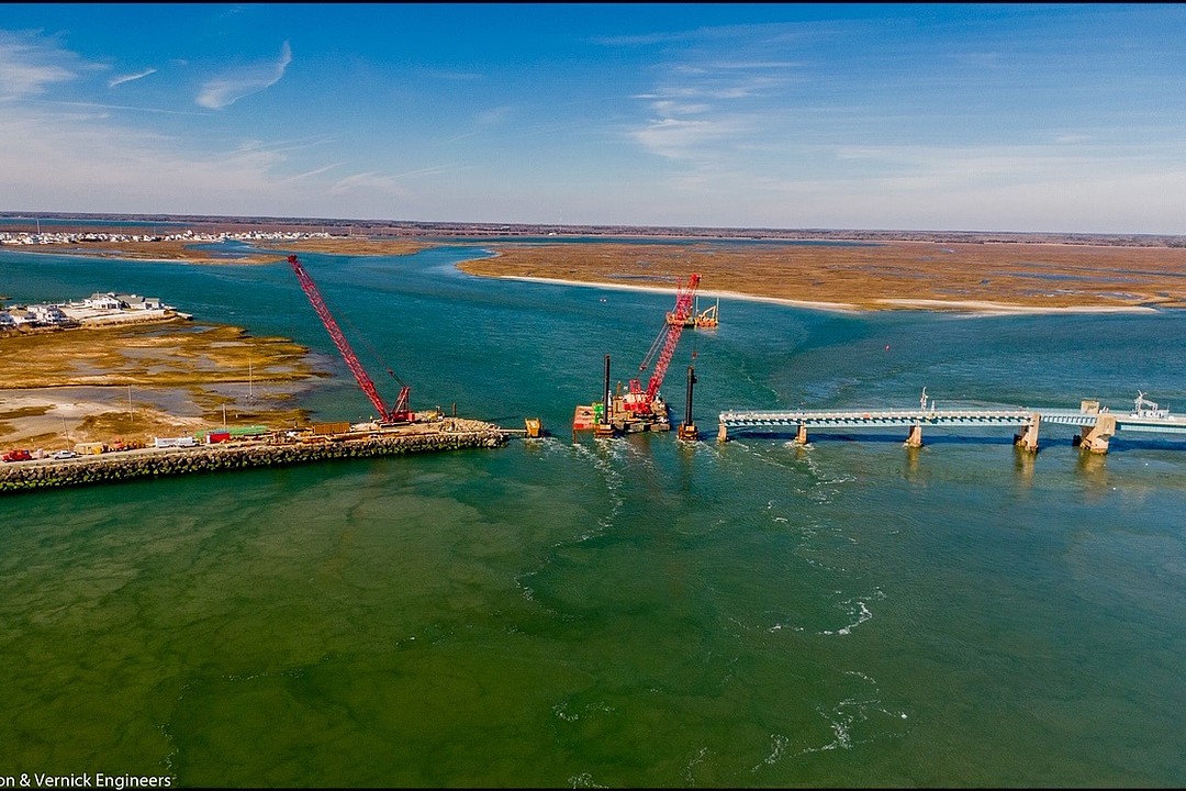 Drone Video Dramatically Captures Townsends Inlet Bridge Construction ...